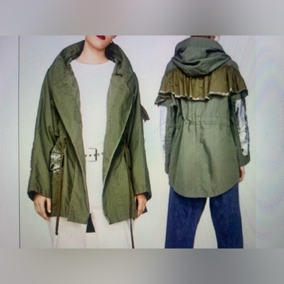 Zara | Jackets & Coats | Zara Sparkling Parka Sequined Women Jacket ...